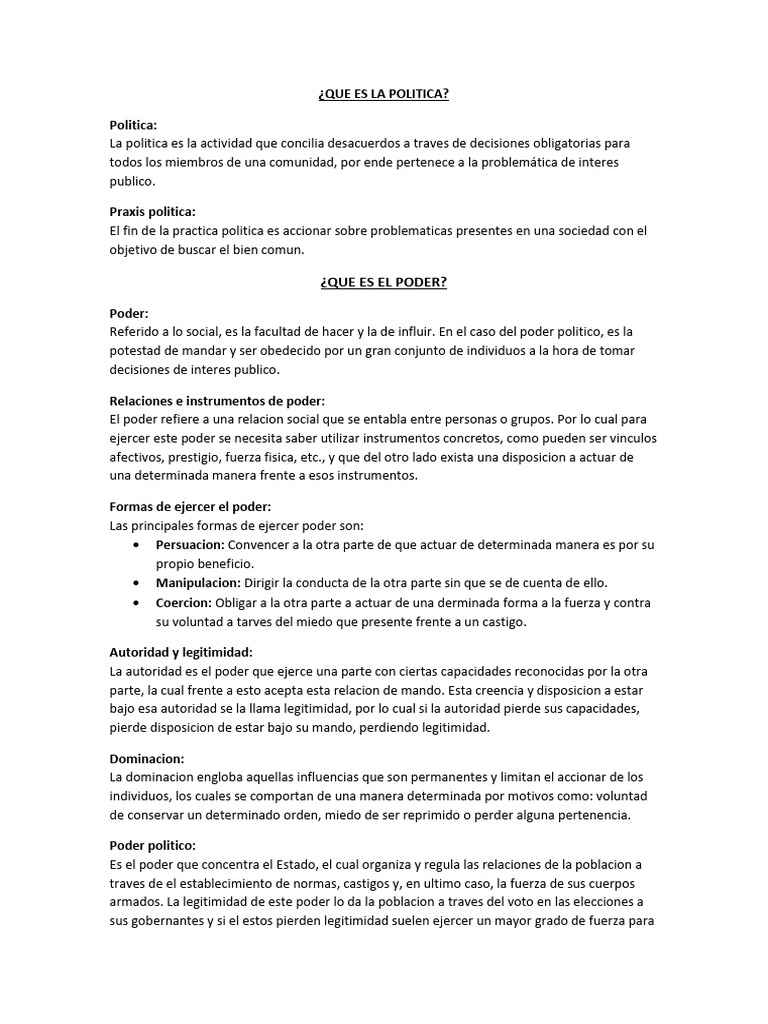 Conceptos Clave de Política y Poder | PDF | Estado (política) | Business