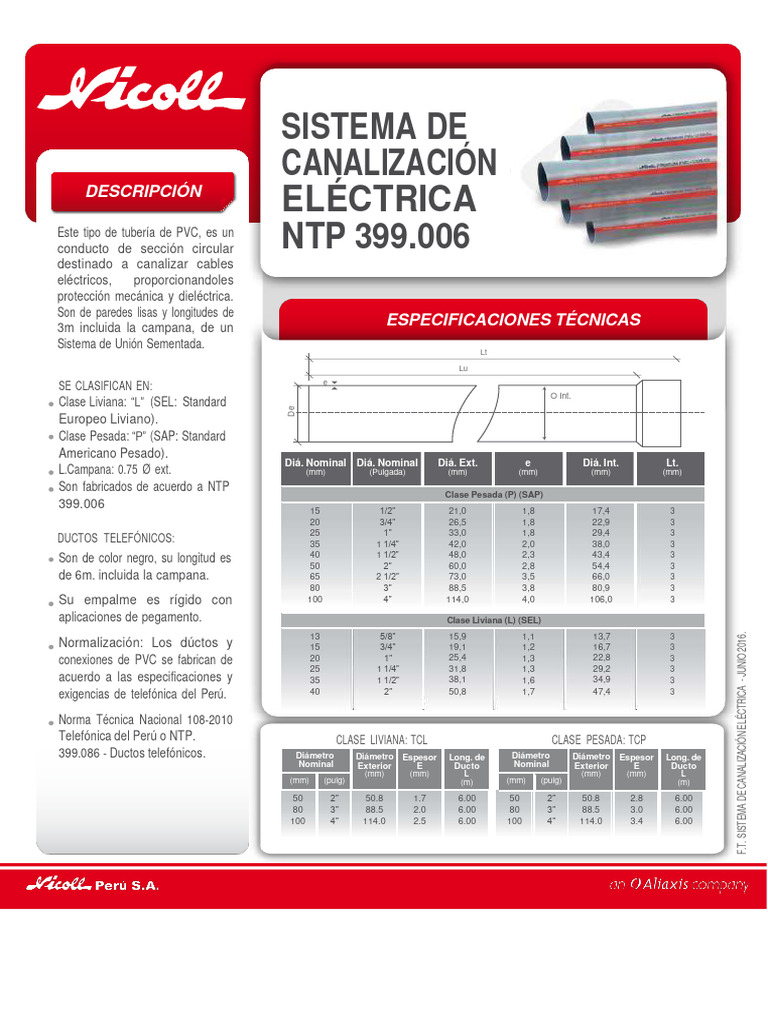 FICHA TECNICA TUBO SAP NICOL | PDF