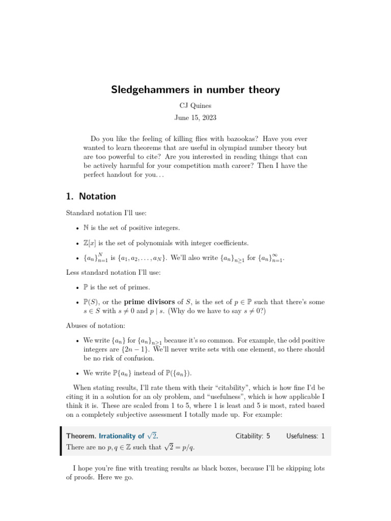 Sledgehammers | PDF | Mathematics | Number Theory