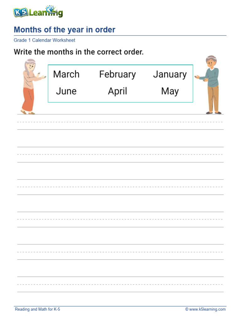 Grade 1 Calendar Worksheet | PDF