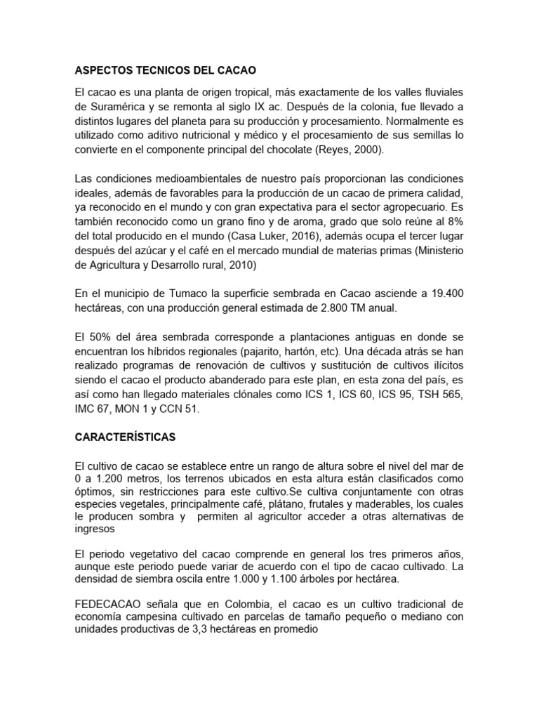 Aspectos Tecnicos Del Cacao | PDF | Chocolate | Fermentación