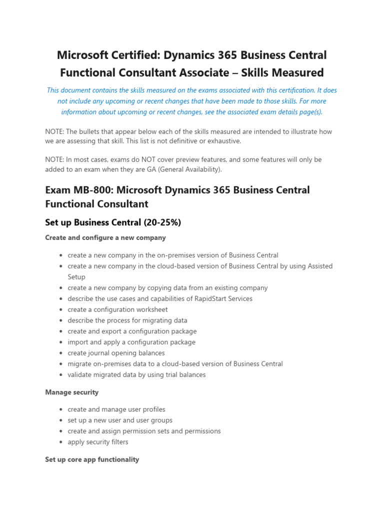 Microsoft Dynamics 365 Business Central Functional Consultant Associate ...