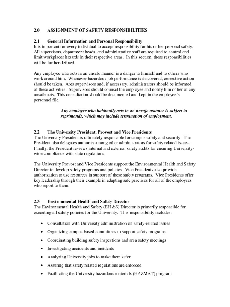 Sec02 Safety Responsibilities 9th Ed_0 | PDF | Occupational Safety And ...