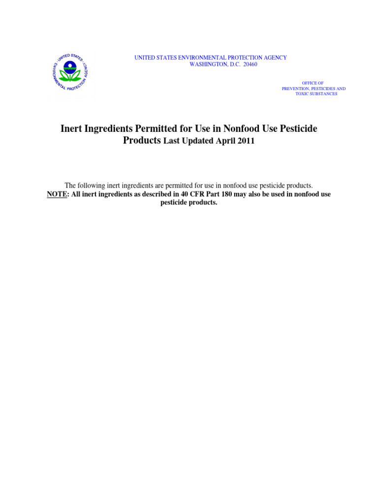 Nonfood Pesticide Inert Ingredients List | PDF | Salt (Chemistry) | Ester