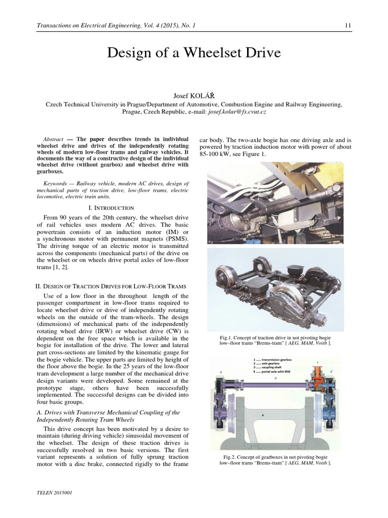 Design of A Wheelset Drive: Transactions On Electrical Engineering, Vol ...