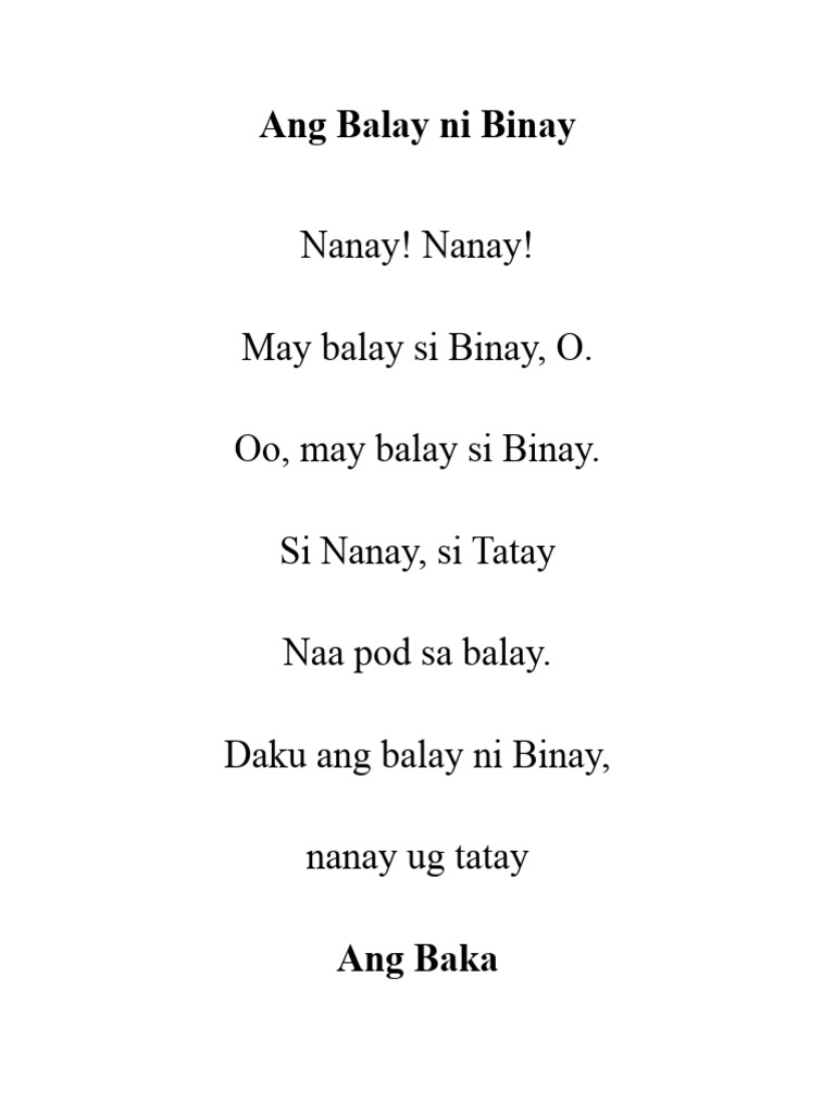 Binisaya Nga Balasahon Sa Kinder | PDF