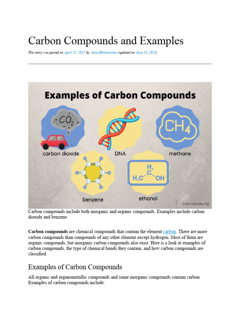 Carbon Compounds and Examples | PDF | Organic Compounds | Carbon