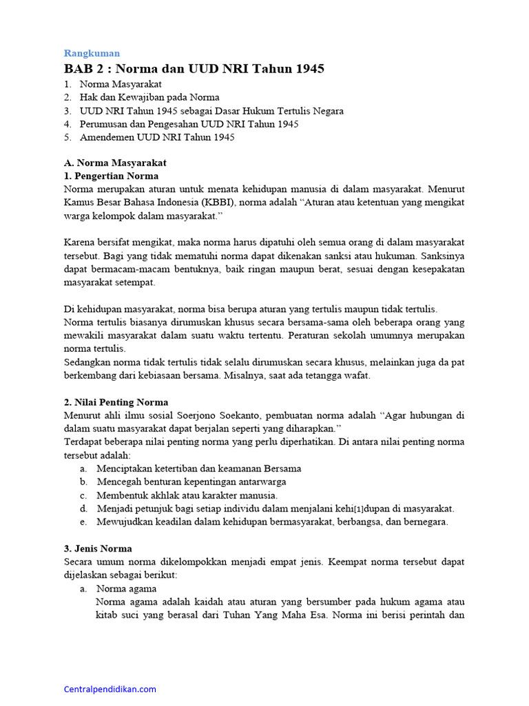 Norma dan UUD NRI 1945 Kelas 7 | PDF | Sains & Matematika