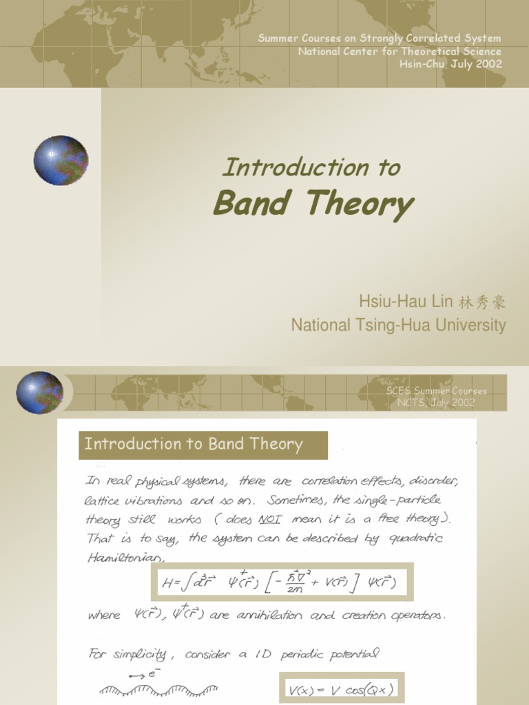 Summer Courses on Band Theory 2002 | PDF | Science & Mathematics