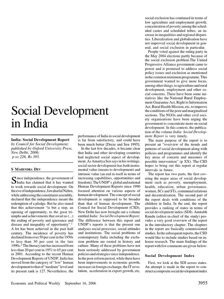 India: Social Development Insights | PDF | Poverty | Poverty & Homelessness