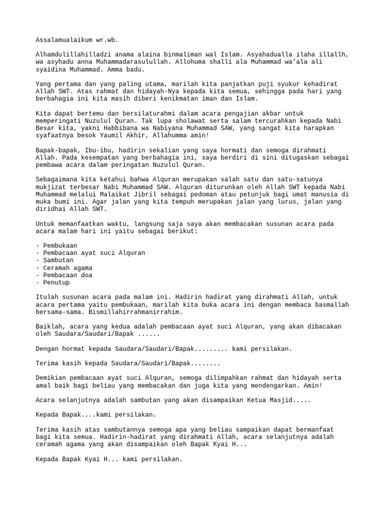 Bacaan Pra Acara Pengajian Bahaasa Indonesia | PDF | Agama & Spiritualitas