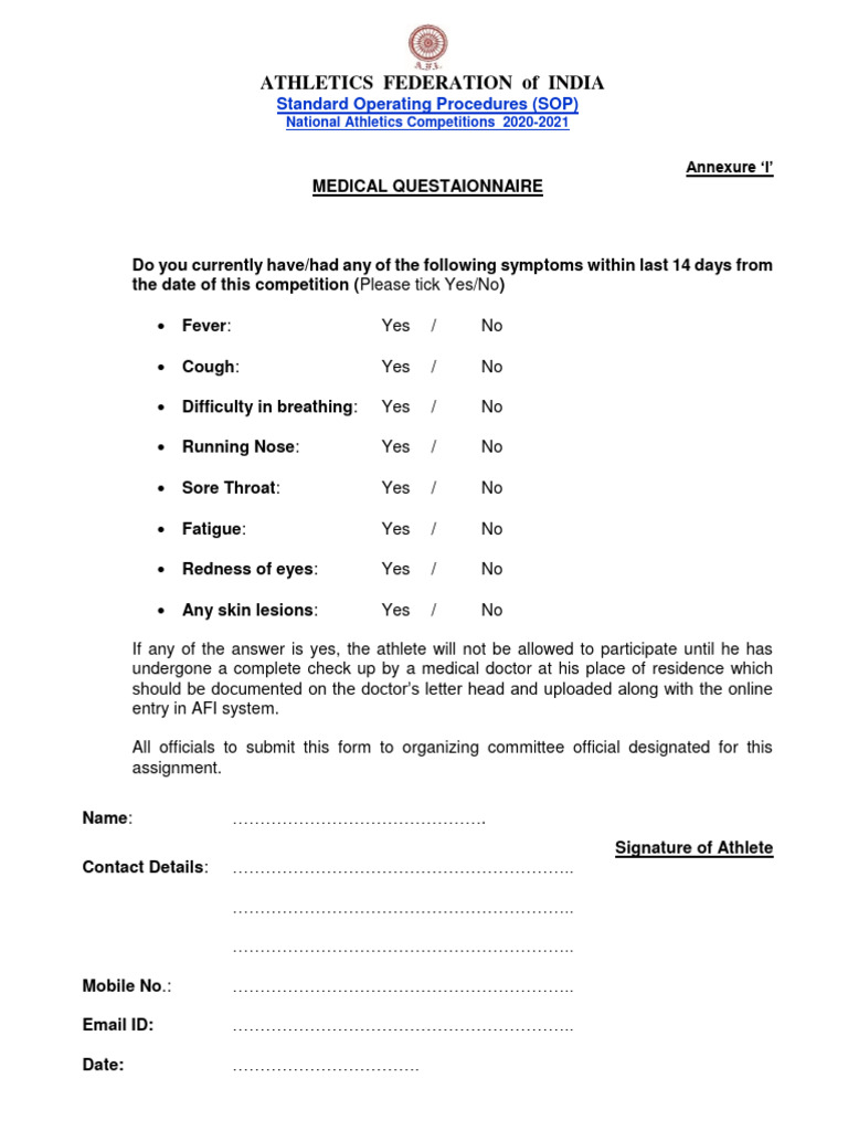 AFI Competition Medical & Consent Forms | PDF | Reverse Transcription ...