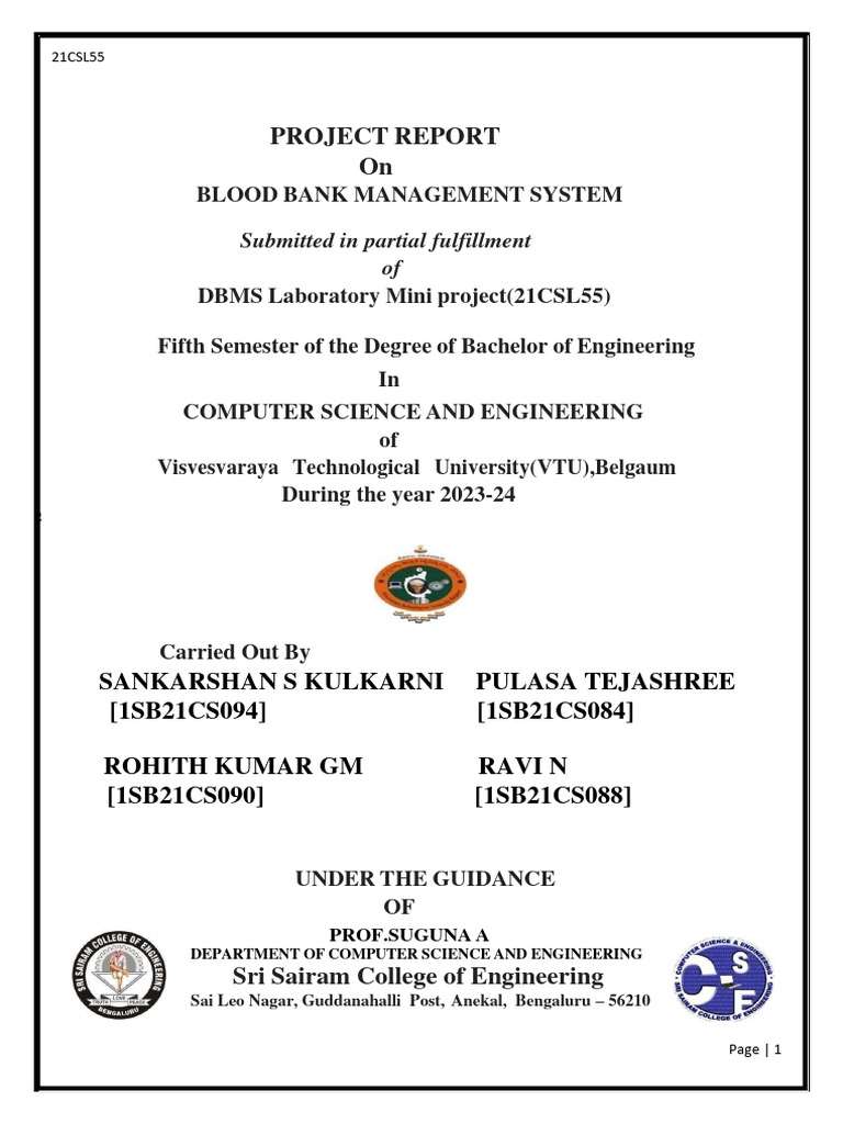 blood bank dbms report (1) | PDF | Blood Transfusion | Use Case