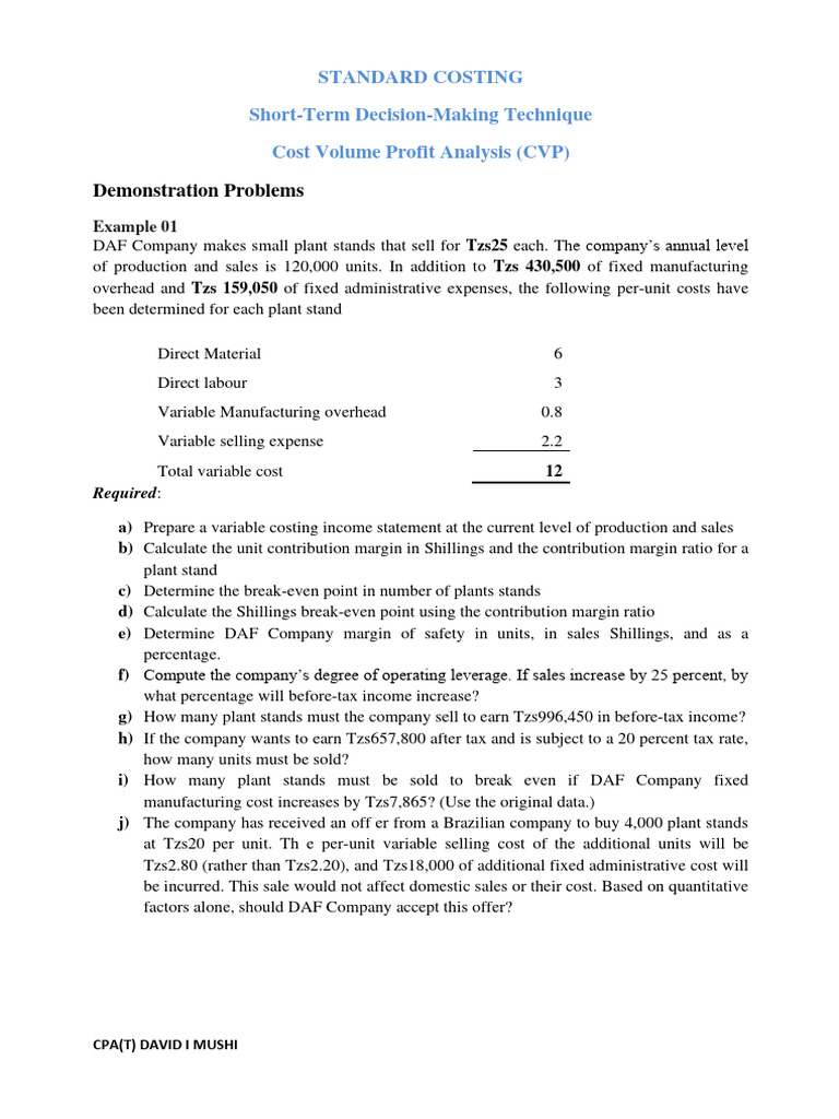 CVP Class Illustrations. | PDF | Business Economics | Economies