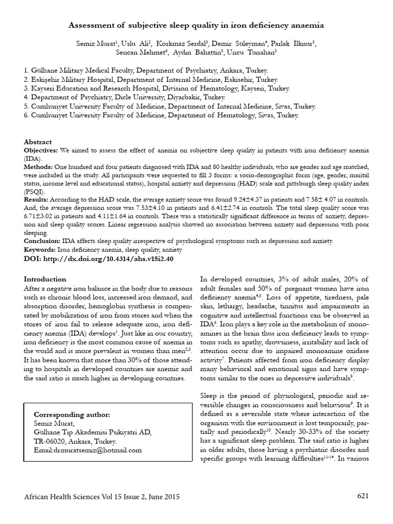 Anemia Insomniaaa | PDF | Anemia | Sleep Disorder