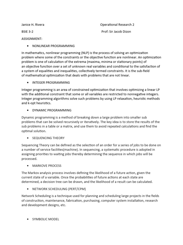 Operational Research 2 | PDF | Mathematical Optimization | Nonlinear Programming