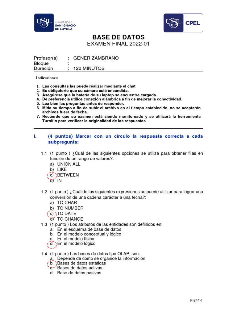 BD - S - 13 - Examen Final - Practica-Ensayo - 02 - Solucion | PDF | Bases de datos | SQL