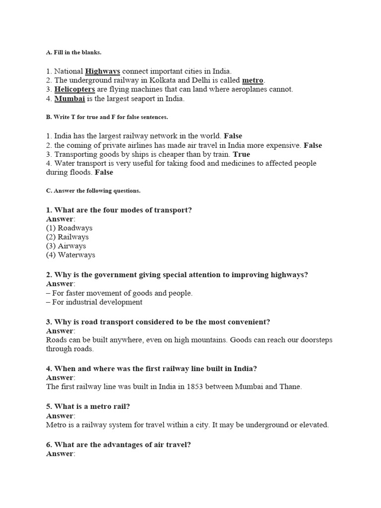 A. Fill in The Blanks | PDF | Travel
