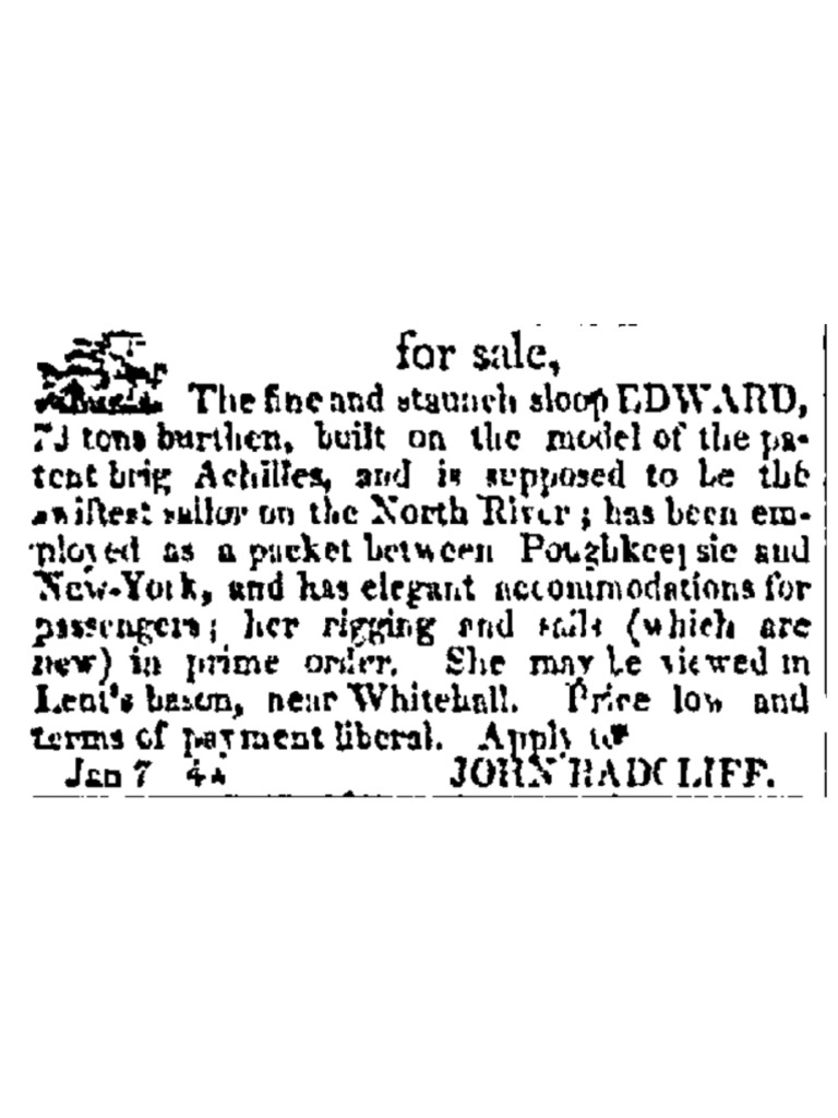 Sloop Edward Ad From NYC | PDF