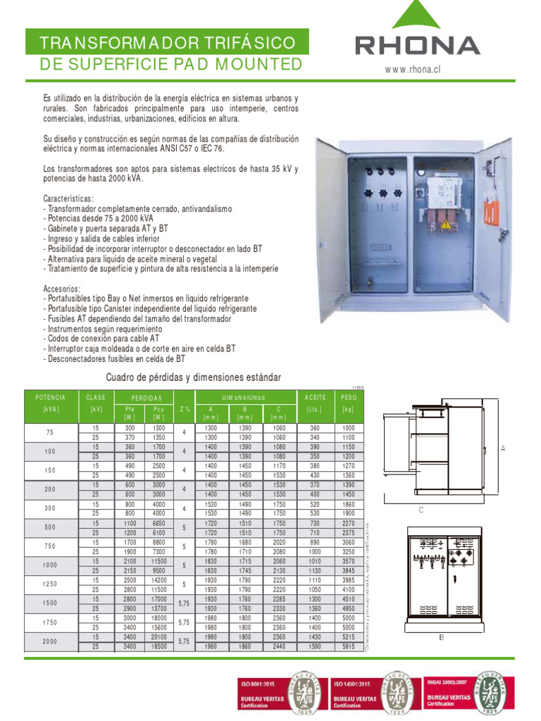 Ficha Transformador Pad Mounted | PDF | Transformador | Fusible (Eléctrico)