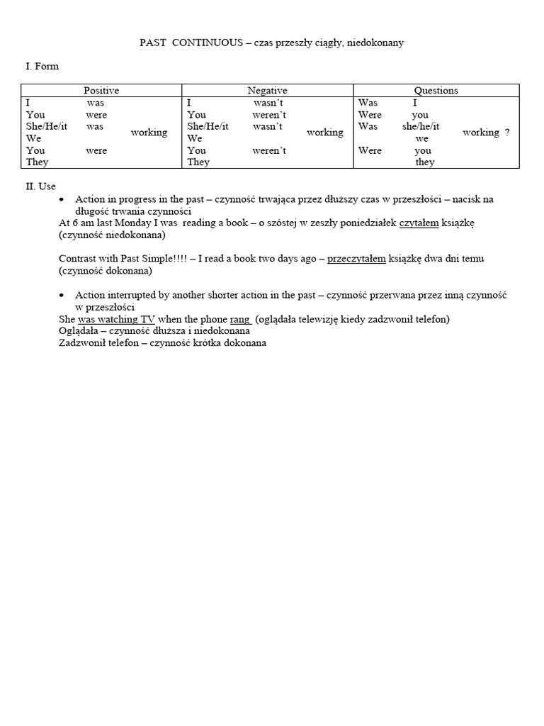 Past Continuous worksheet | PDF