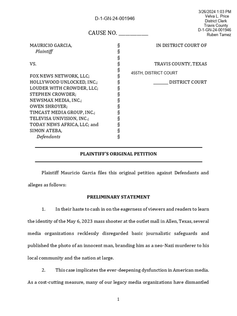 Tim Pool, Steven Crowder, Owen Shroyer Hit With Lawsuit | PDF | Defamation