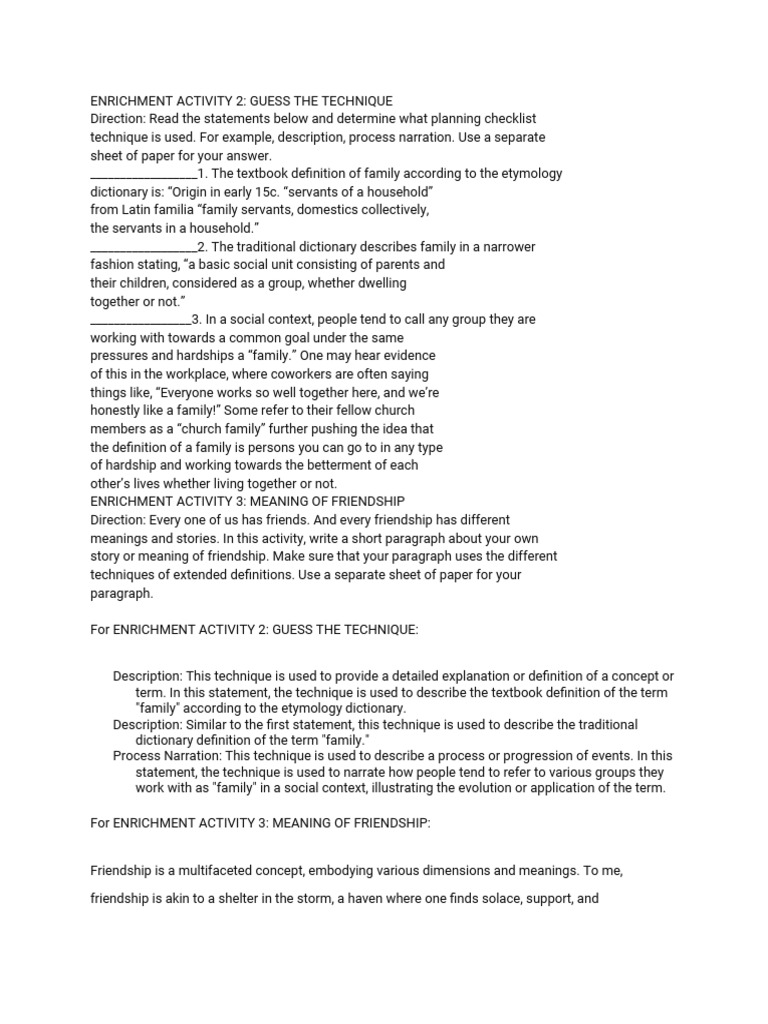 Enrichment Activity 2 - Guess The Technique | PDF | Social Psychology