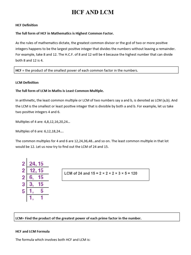 HCF and LCM | PDF | Elementary Mathematics | Numbers