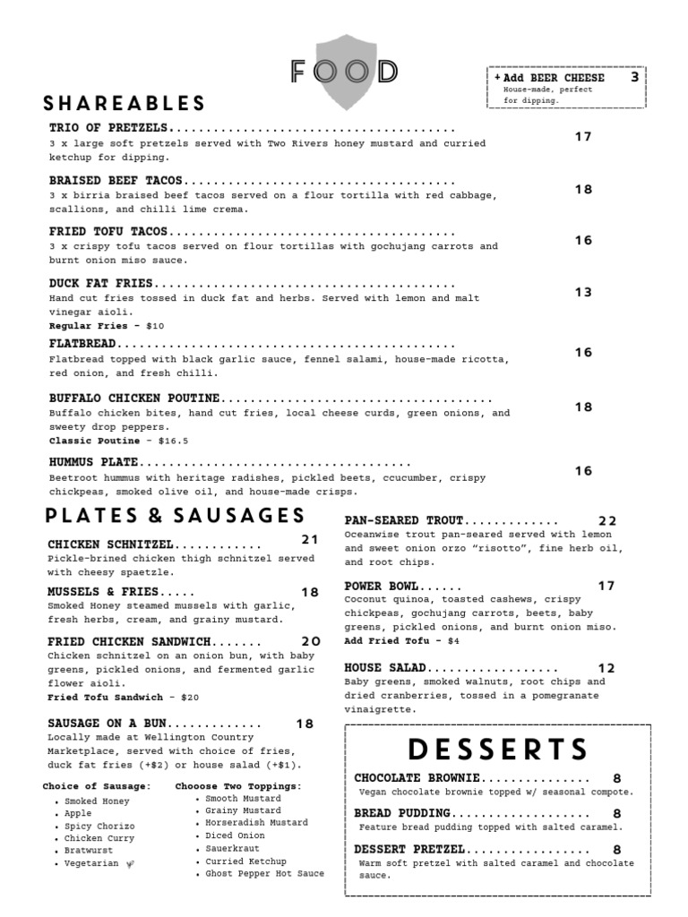 NEWEST Beer Hall Menu 8.5 X 11 Updated Nov 27 2023 1 | PDF | French ...