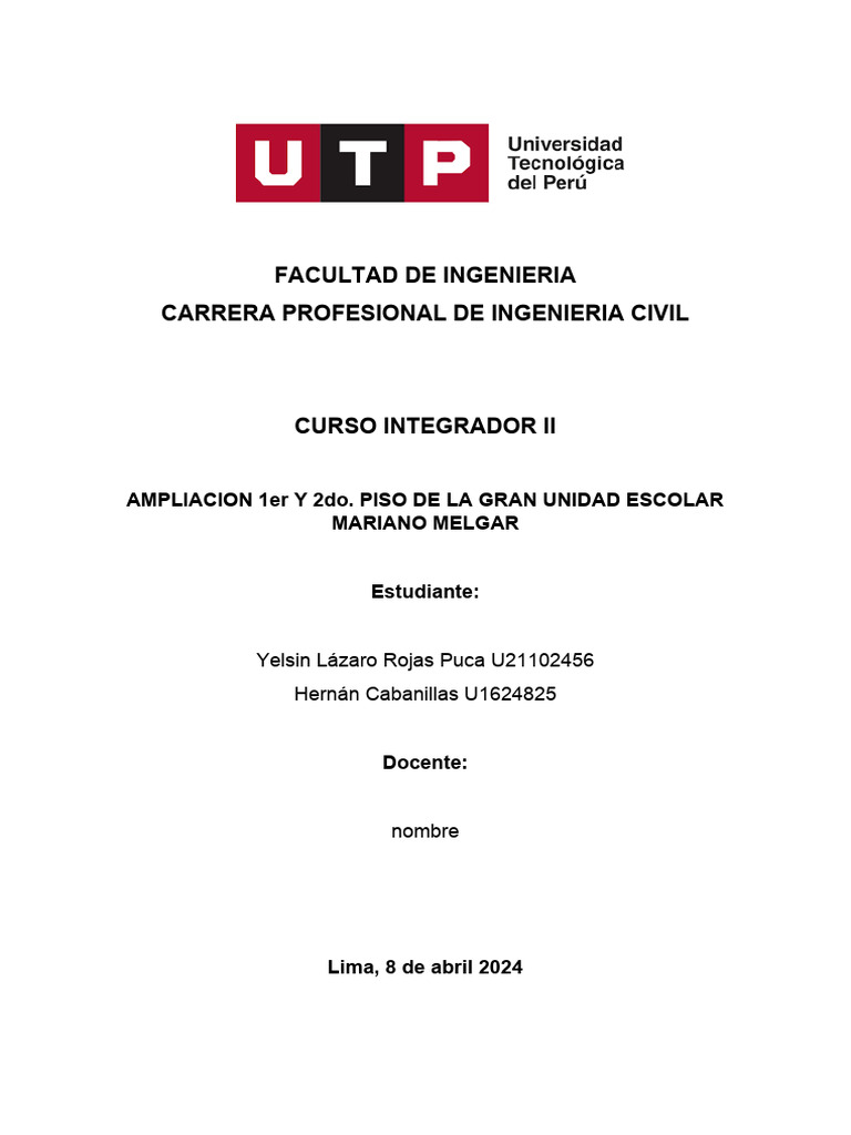 Proyecto GUN Mariano Melgar | PDF | Diseño | Fundación (Ingeniería)
