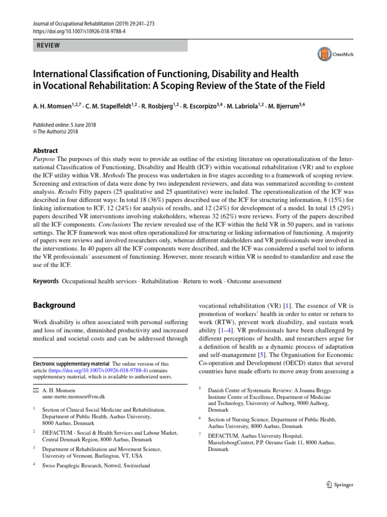 International Classification of Functioning, Disability and Health ...