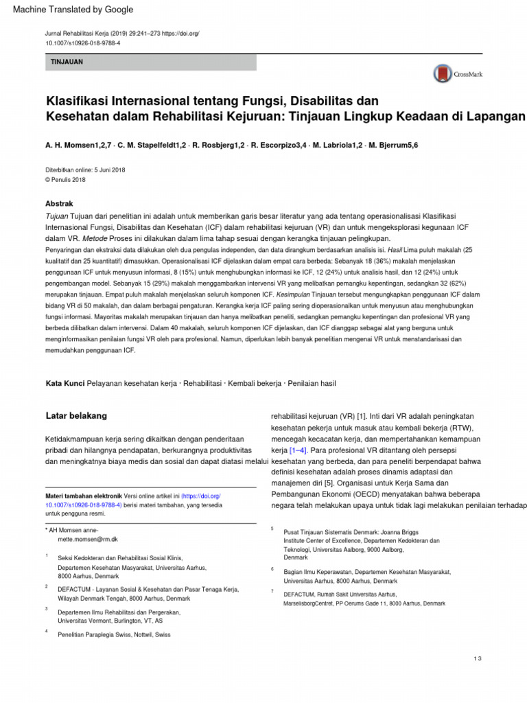 Terj-International Classification of Functioning, Disability and Health ...