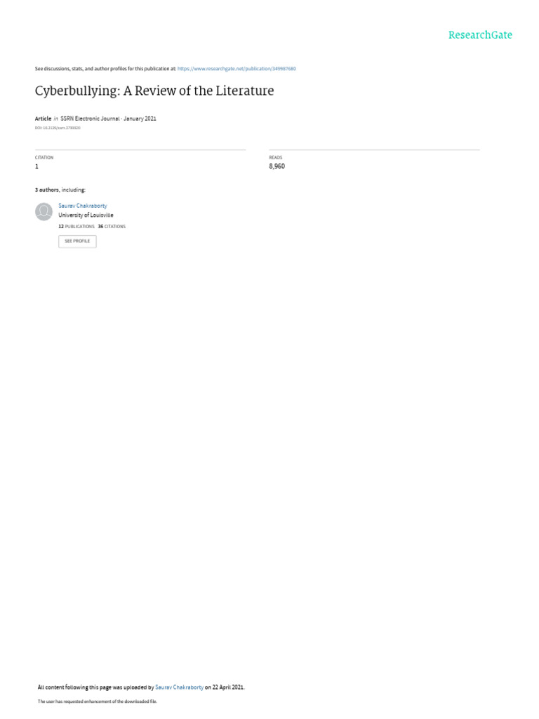 CB SSRN | PDF | Cyberbullying | Bullying