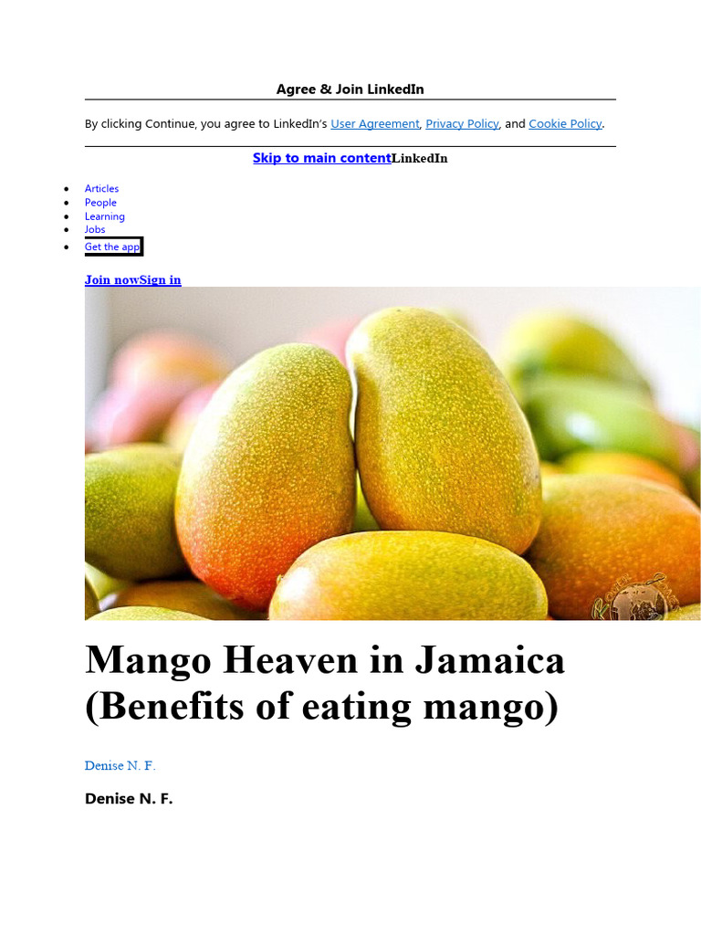 Mango Heaven in Jamaica (Benefits of Eating Mango) | PDF | Vitamin | Dieting