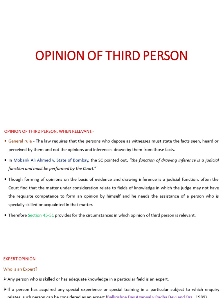 Opinion of Third Person | PDF | Expert Witness | Expert