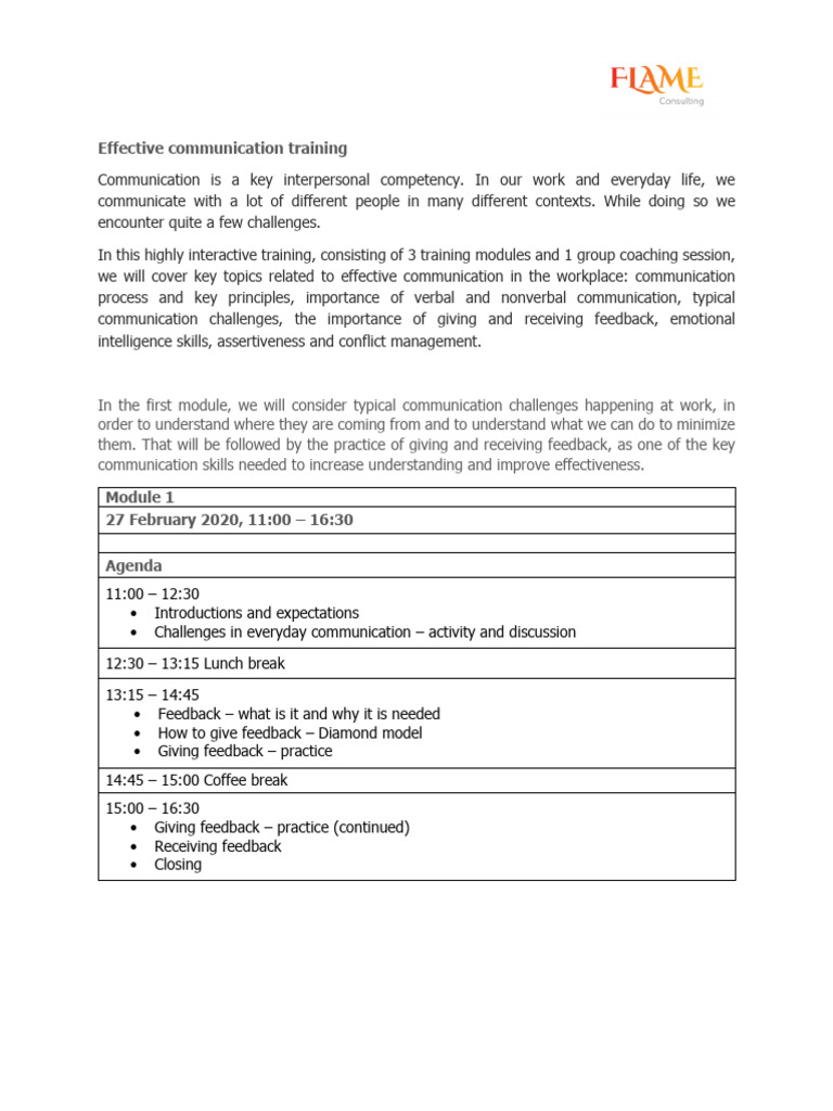 Effective Communication Training - Module 1 | PDF