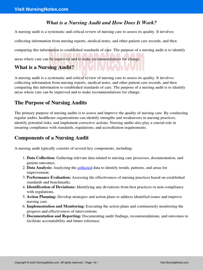 What Is A Nursing Audit and How Does It Work To PDF | PDF | Nursing | Audit