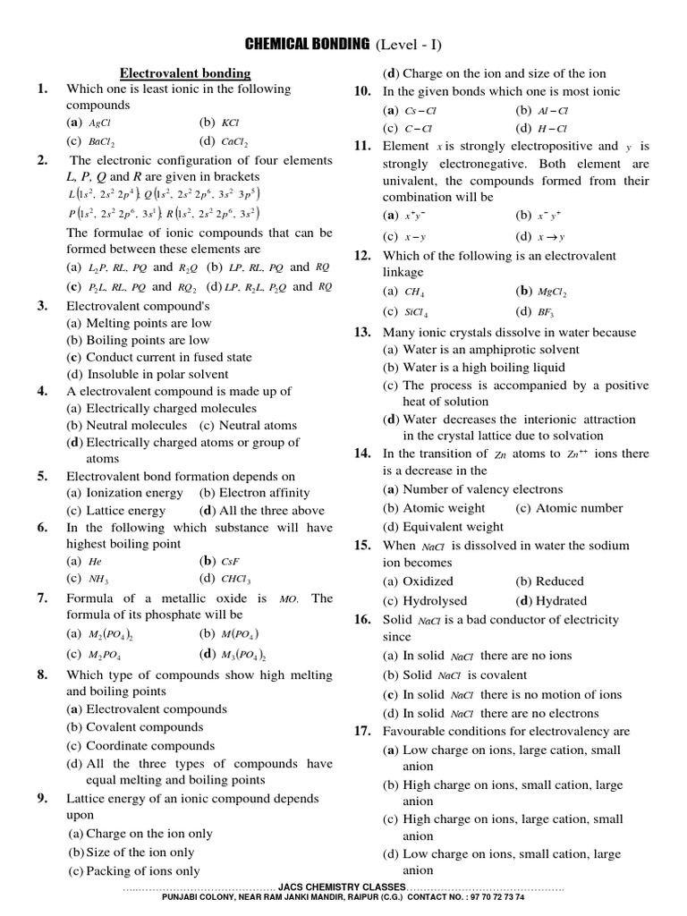 Print Level I Chemical Bonding | PDF | Chemical Bond | Ion