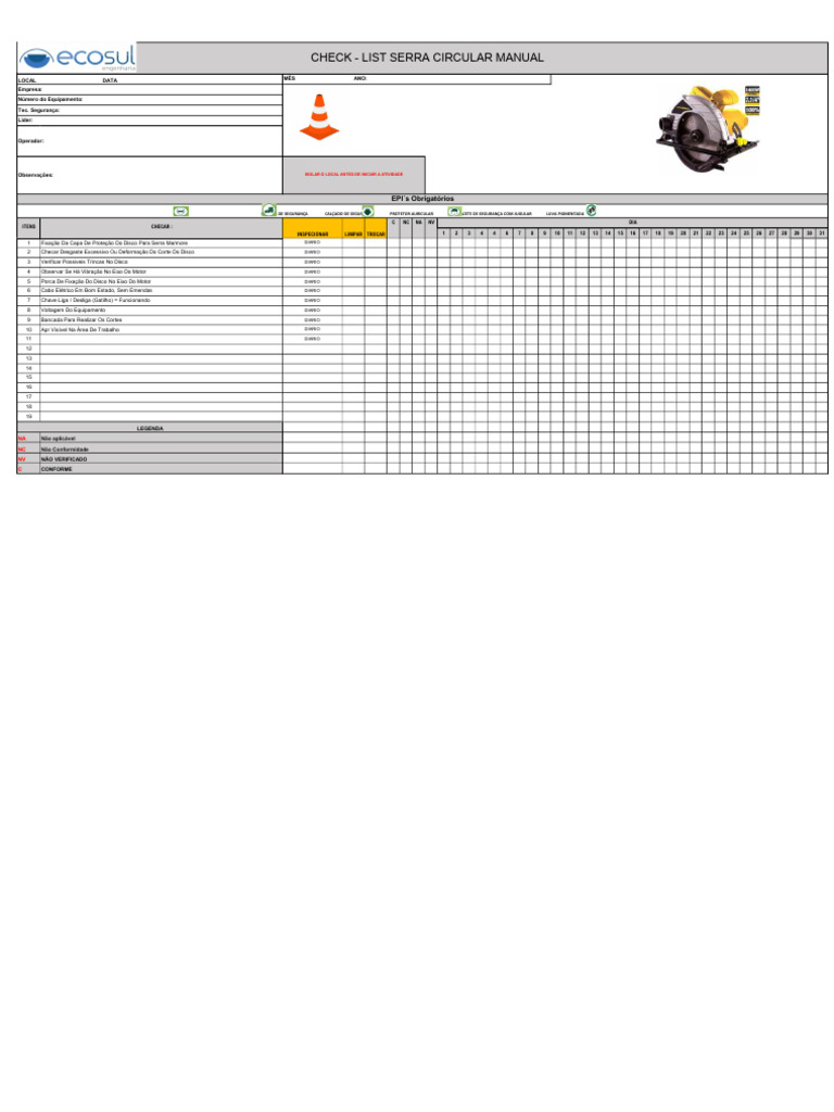 Checklist - Serra Circular | PDF