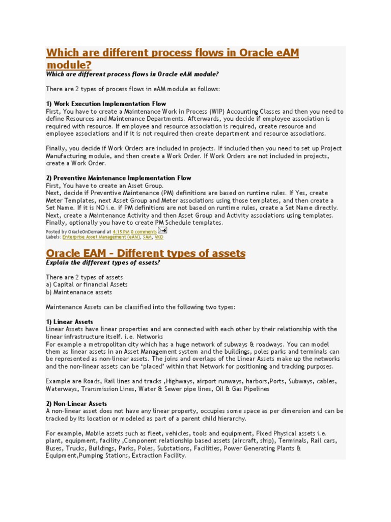 Oracle EAM | PDF | Asset Management | Inventory