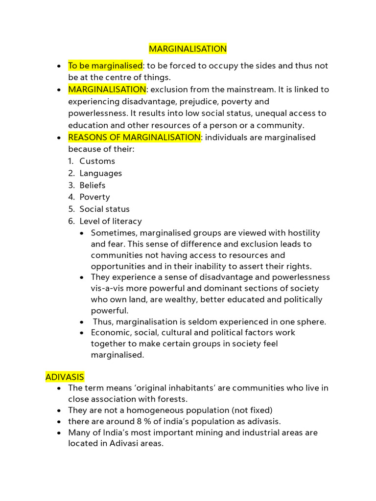 MARGINALISATION | PDF | Dalit | Social Exclusion