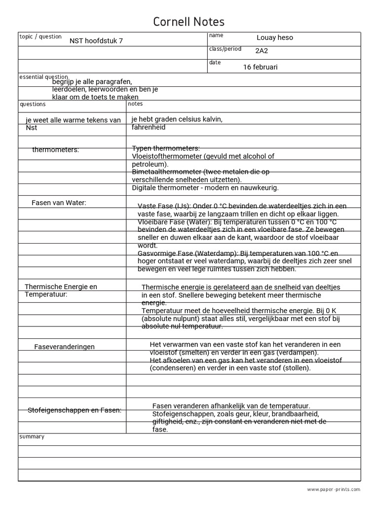 Cornell Notes A4 | PDF