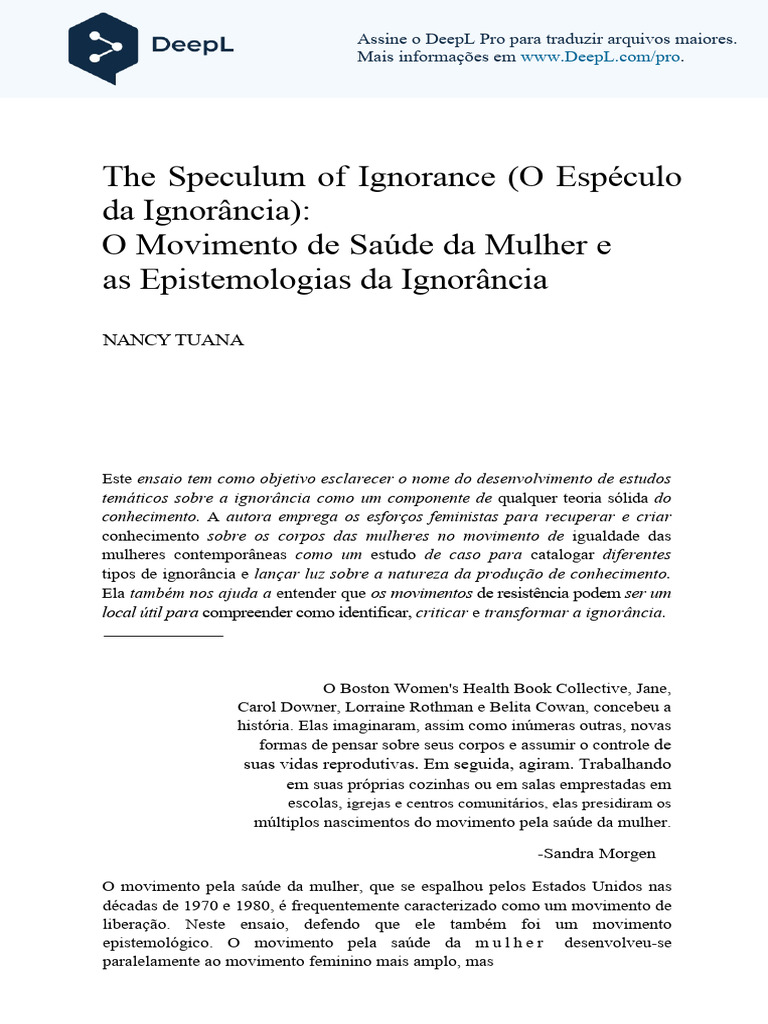 Tuana - The Speculum of Ignorance PT | PDF | Anticoncepcionais | Clitóris