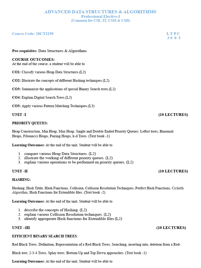Ads Sy | PDF | Algorithms | Algorithms And Data Structures Ads Sy | PDF | Algorithms | Algorithms And Data Structures
