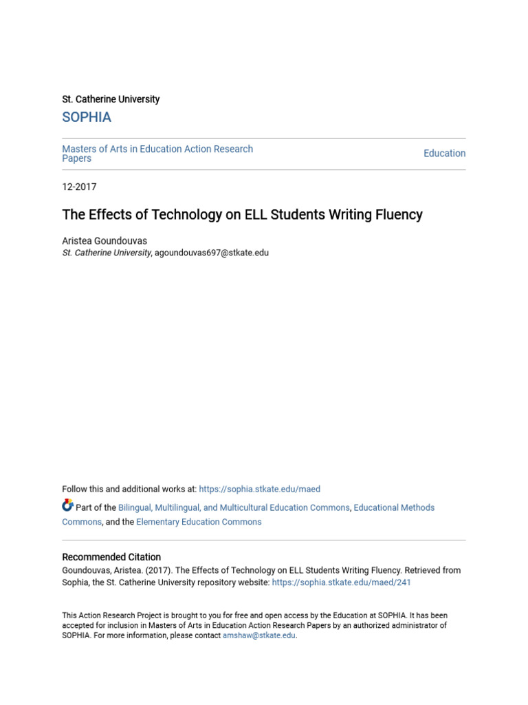 The Effects of Technology On ELL Students Writing Fluency | PDF ...