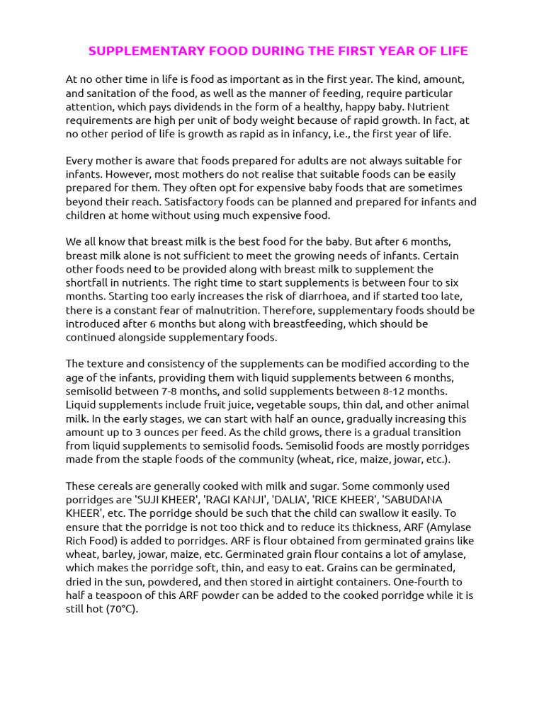 Supplementary Feeding 2024 | PDF | Foods | Infants