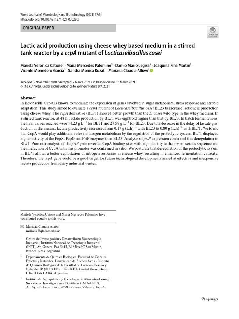 Enhanced Lactic Acid from Cheese Whey | PDF | Lactic Acid | Fermentation