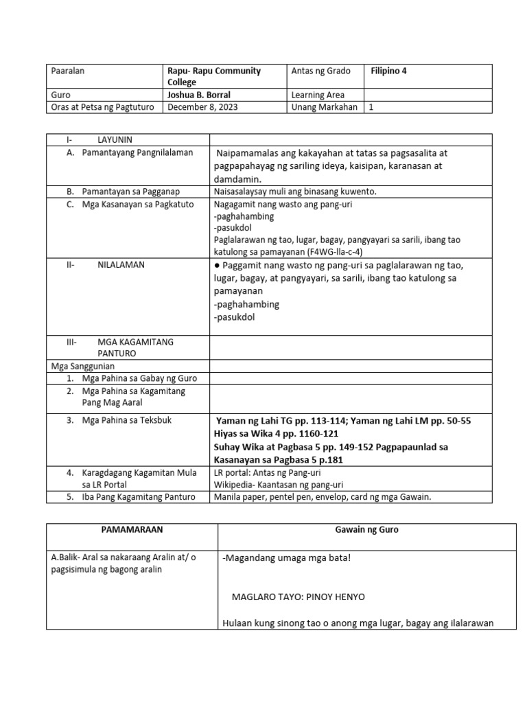 DLP-sa-filipino-JOSHUA BORRAL | PDF