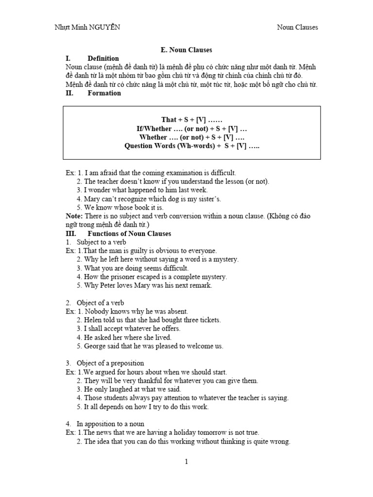 Noun Clauses | PDF | Syntax | Linguistic Typology