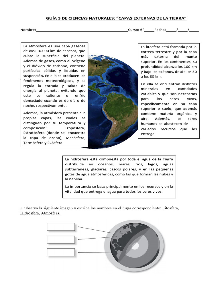 Capas Externas de la Tierra: Guía Educativa | PDF | Tierra | Agua